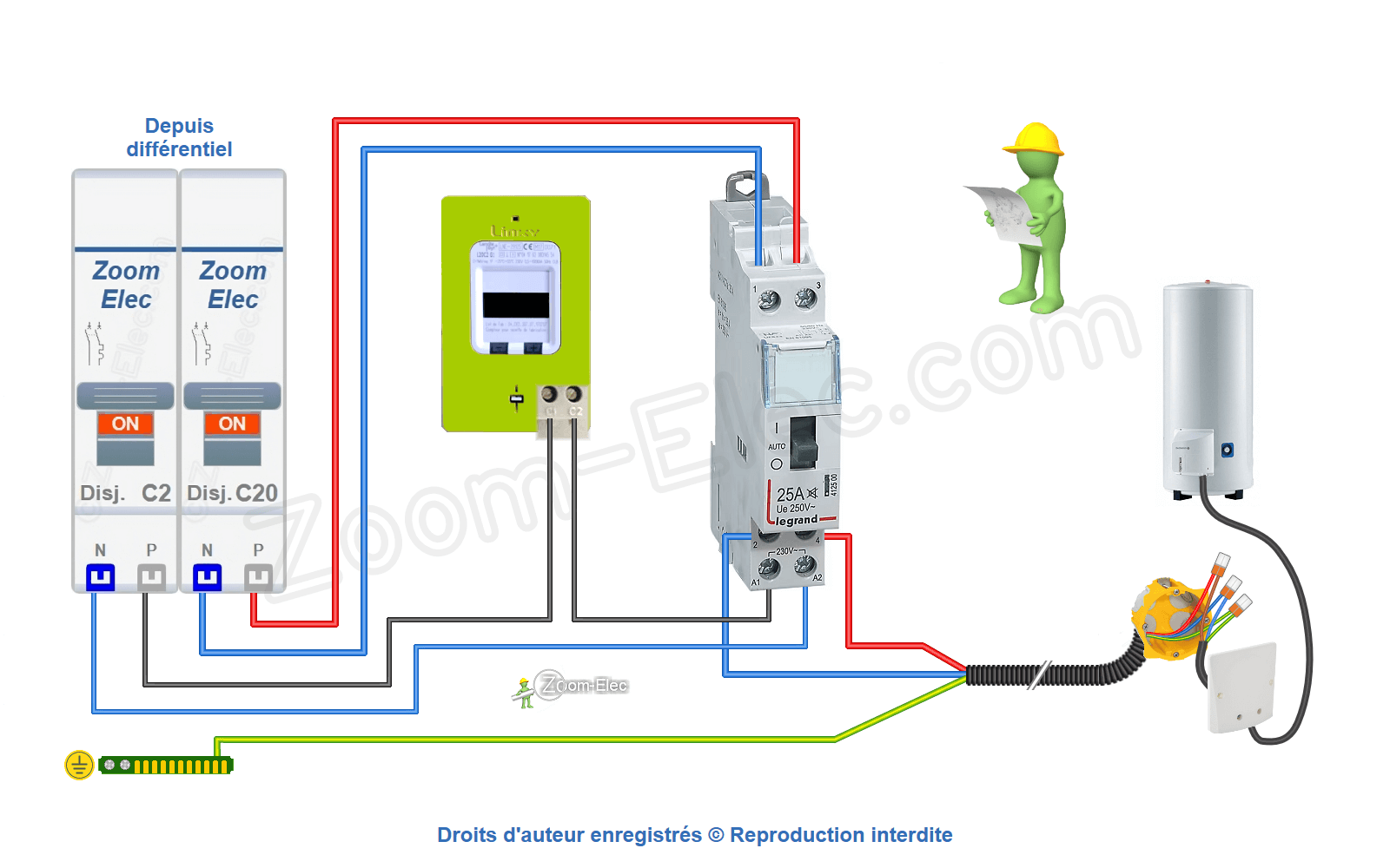 Comment brancher un contacteur jour nuit Legrand 412500