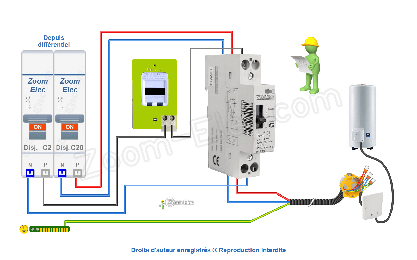 Comment brancher un contacteur jour nuit Zenitech 150851