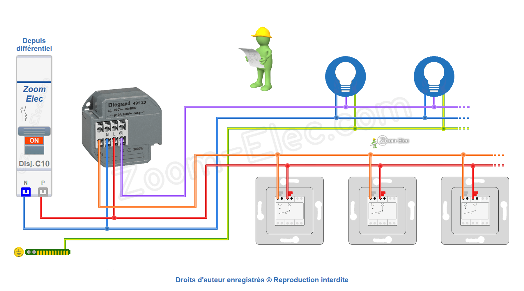 Comment brancher un télérupteur Legrand encastrable ou de boite de ...